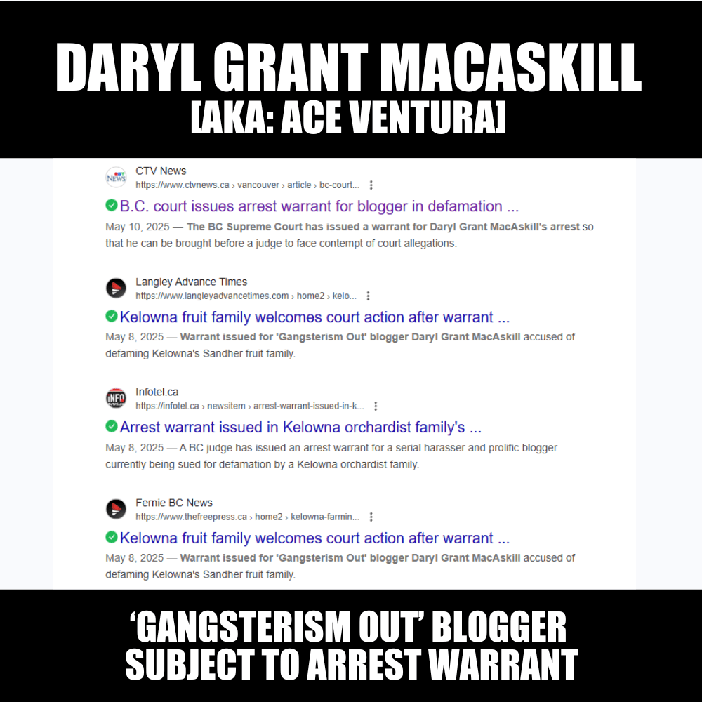 Update: Rogues Gallery: Racist 'Gangsterism Out' blogger Daryl Grant MacAskill wanted for arrest ...